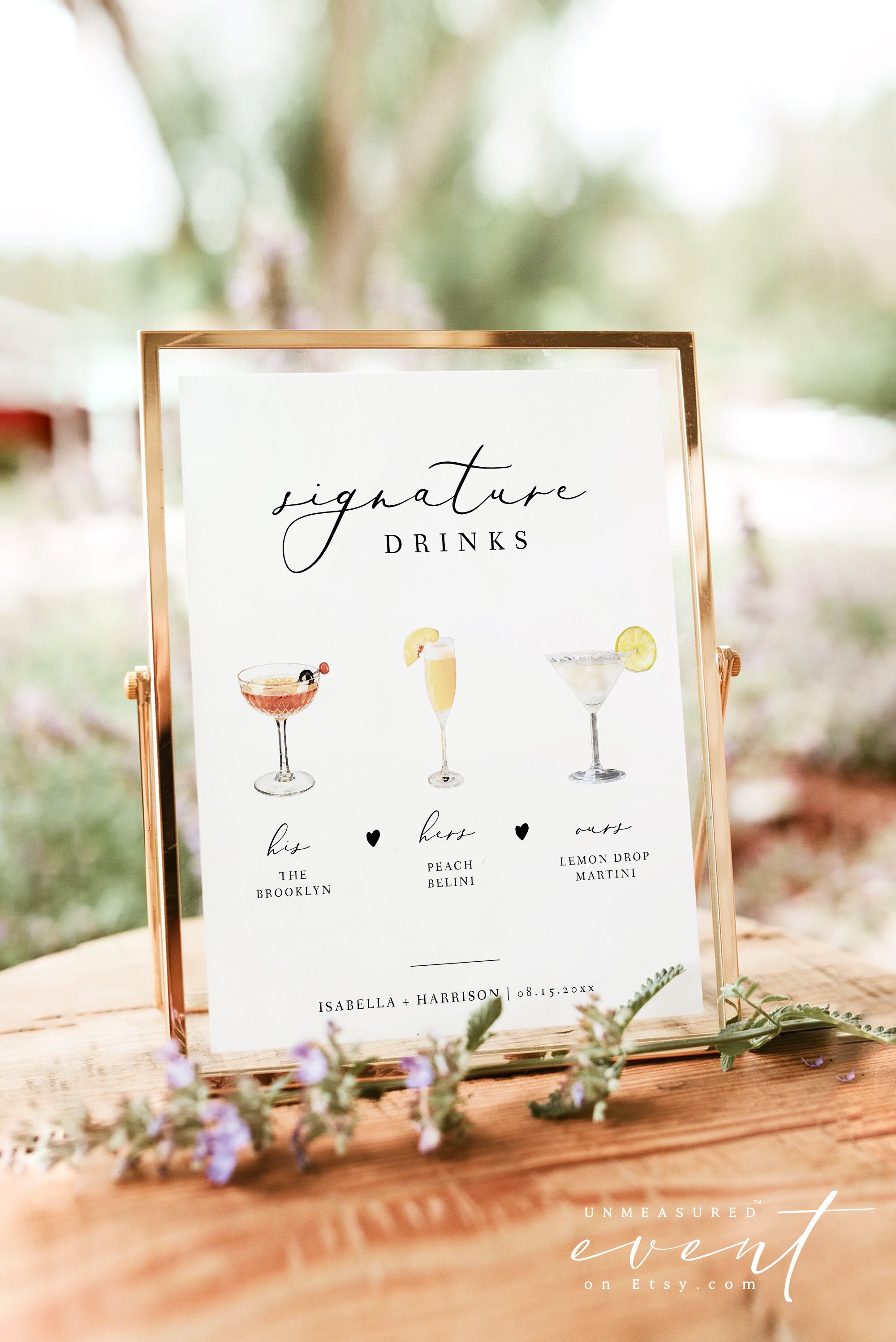 EVELYN Minimalist Wedding Signature Drink Sign Template, Elegant ...