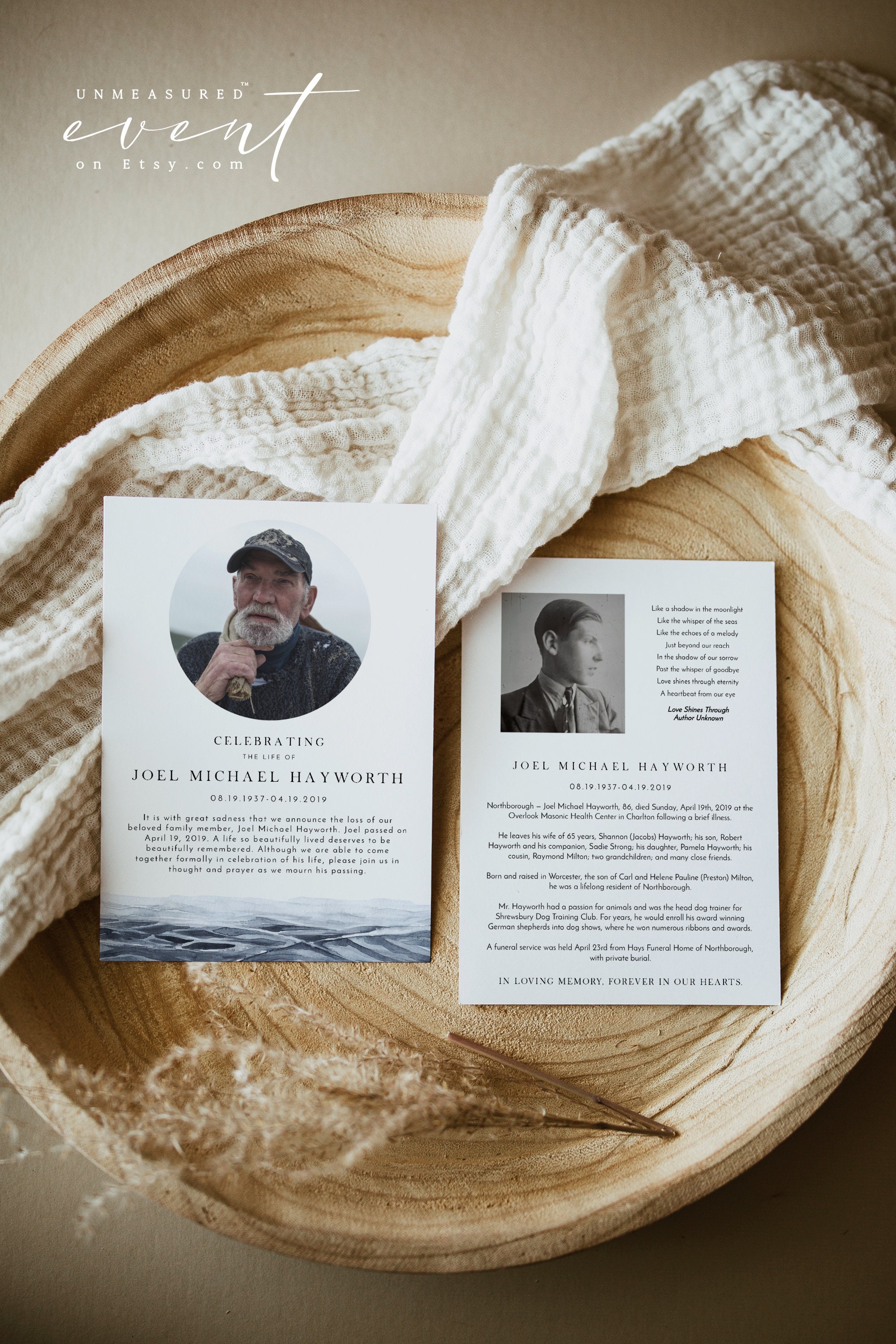 Death Announcement Template Printable Memorial Prayer Card - Etsy