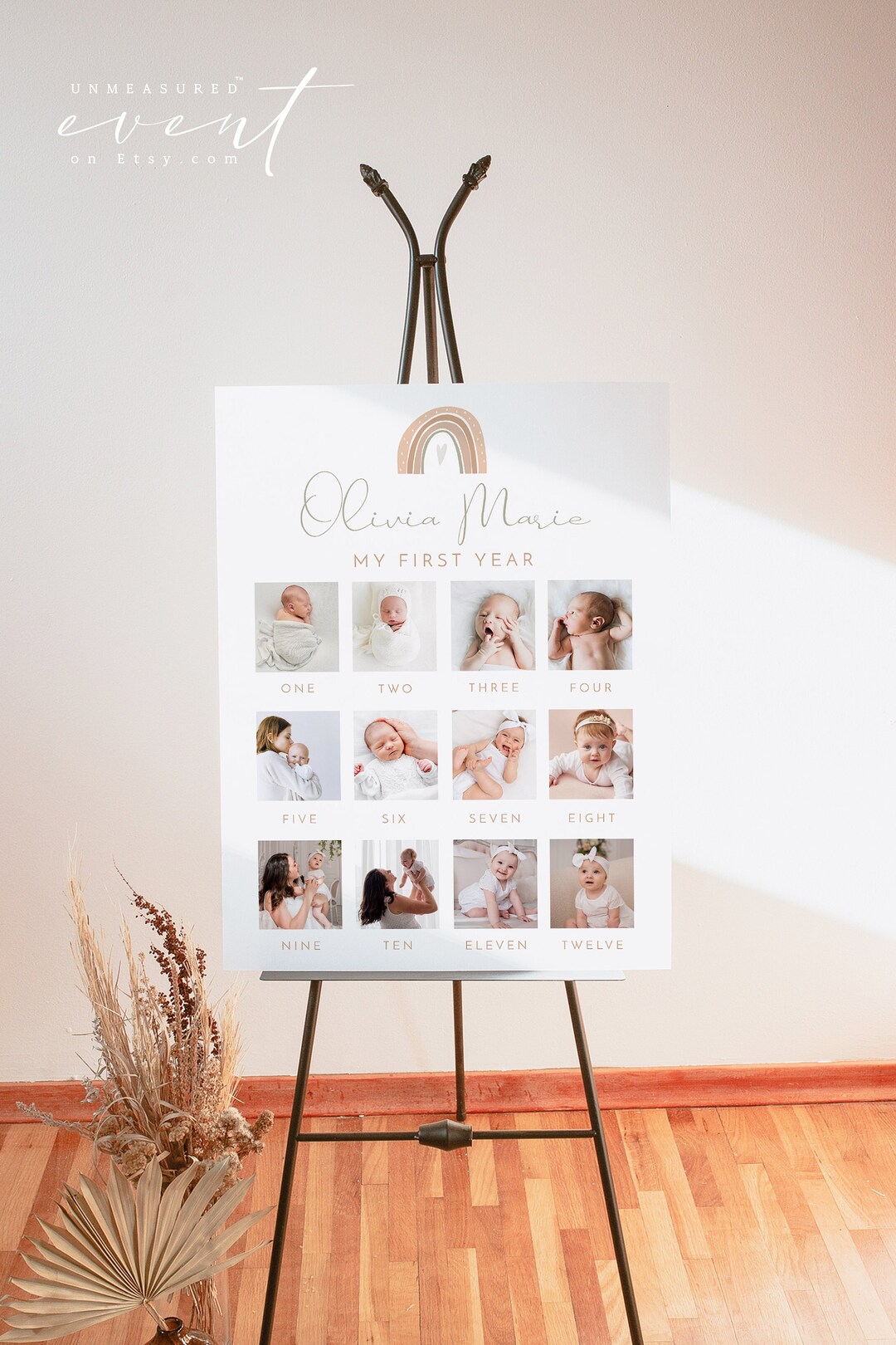 GITA Photo Milestone Poster, First Birthday Milestone Sign Template ...