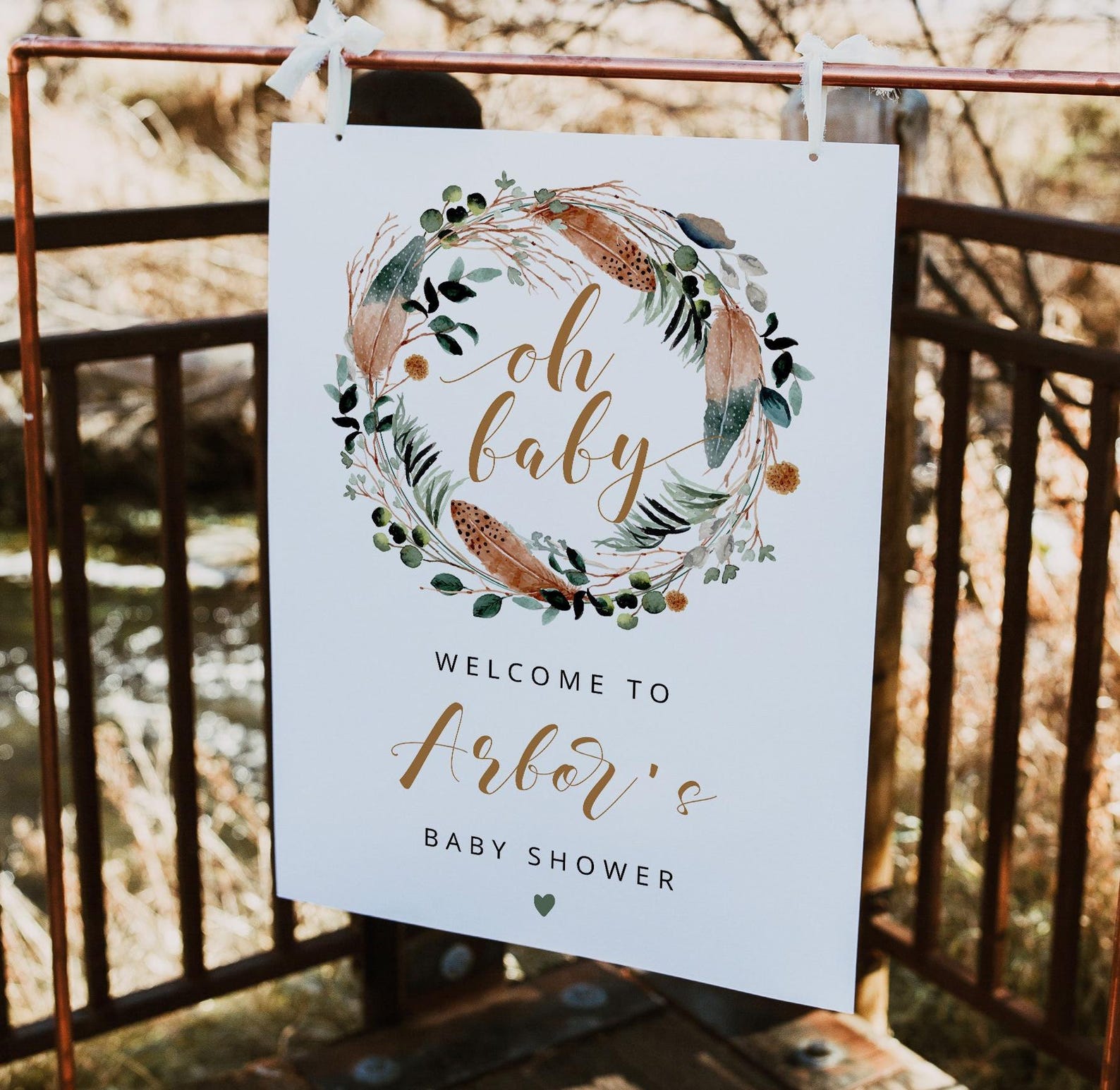 ARBOR Fall Baby Shower Welcome Sign Template, Autumn Baby Shower ...