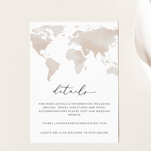 Destination Wedding Details Card Template, Travel Wedding Invitation ...