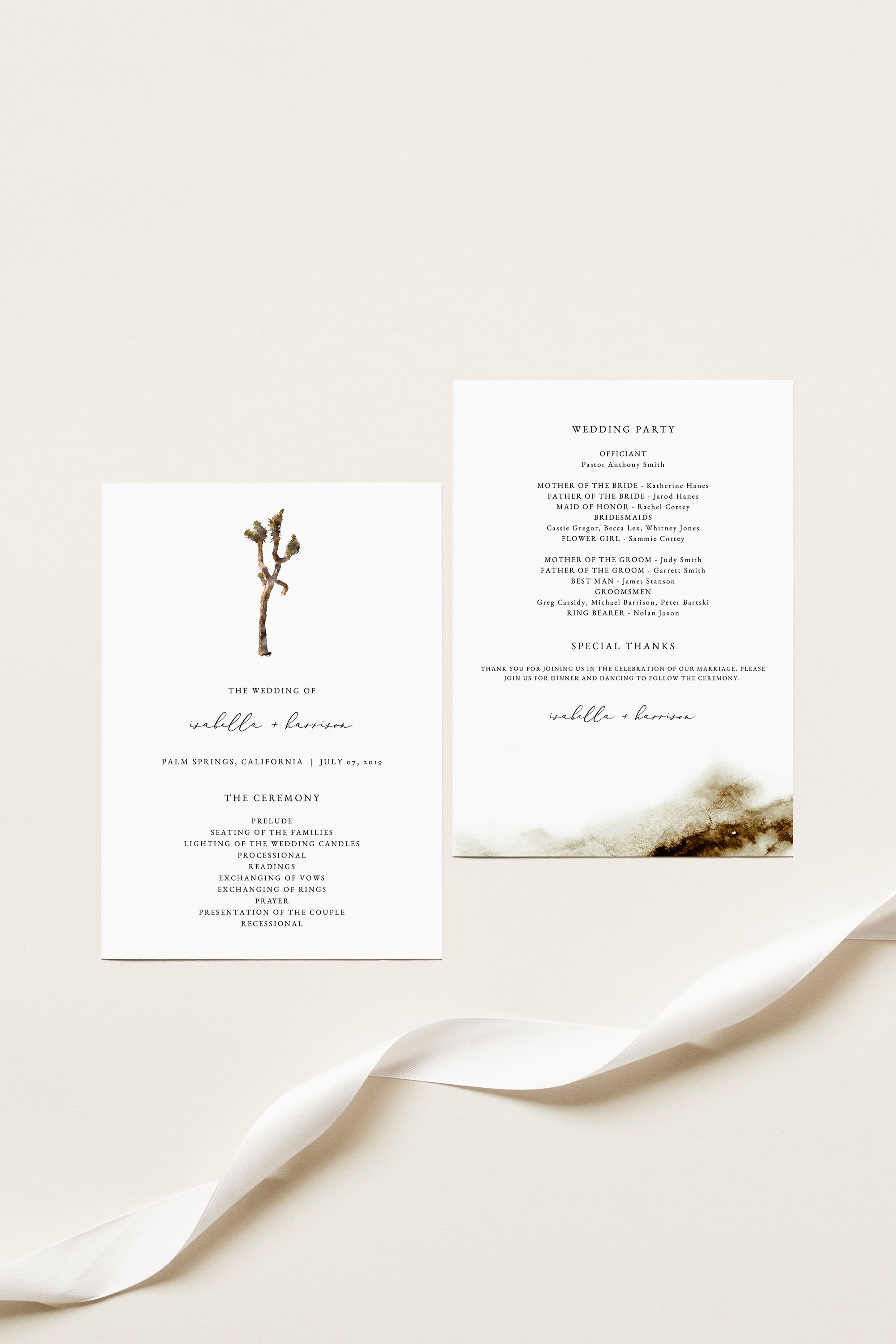 GRETA Joshua Tree Wedding Program Template High Desert | Etsy