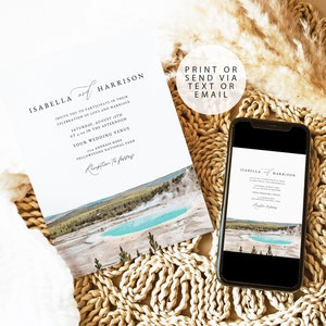 YELLOWSTONE NATIONAL PARK Wedding Invitation Template Suite, Mountain ...