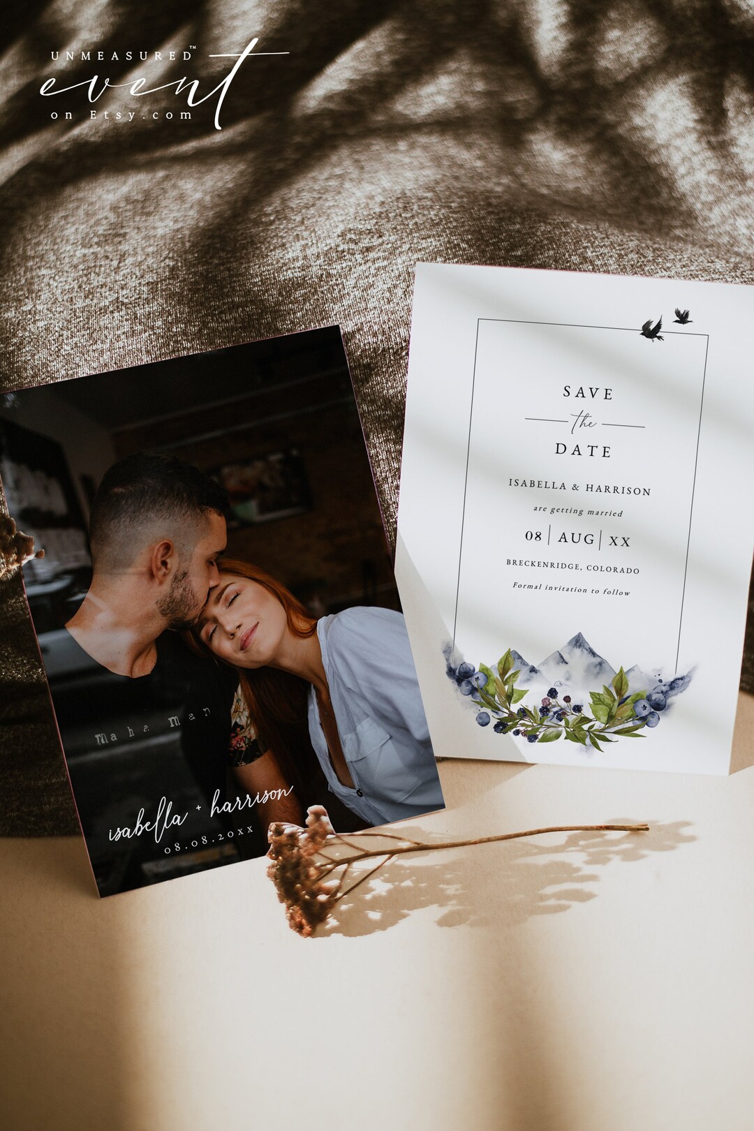 SIERRA Mountain Save the Date Template, Bohemian Wedding Save the Date ...