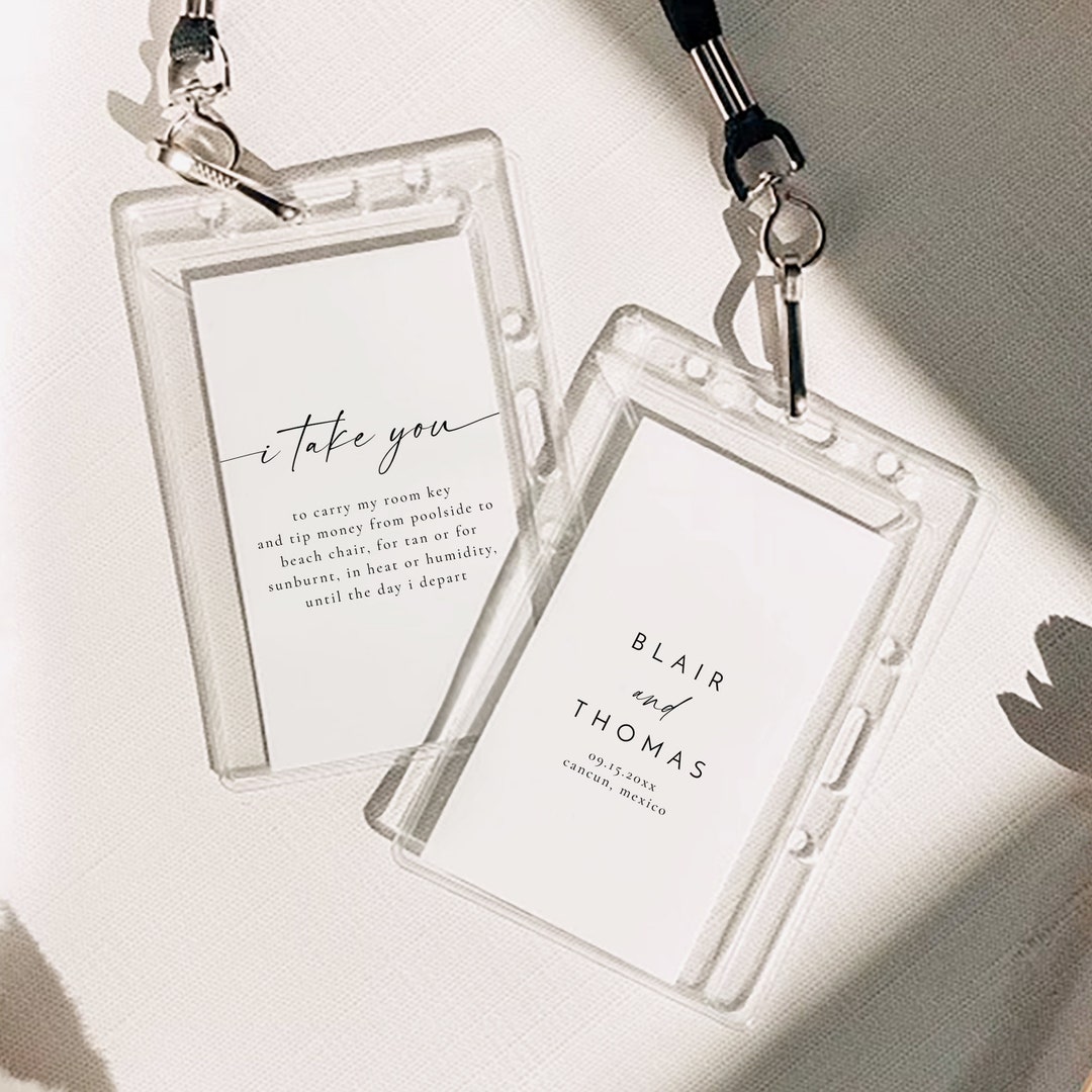 Minimalist Room Key Card Tag Template, Printable Tropical Key Card ...