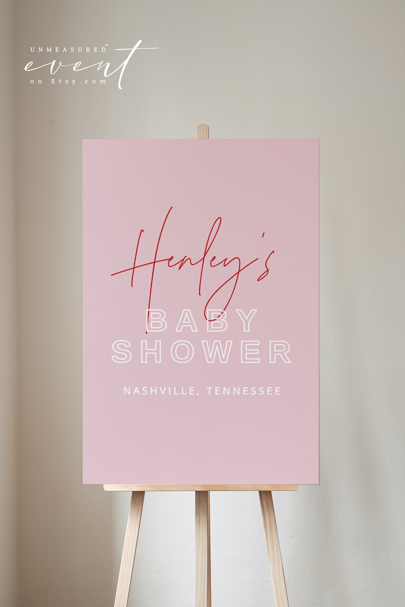 HENLEY Baby Shower Welcome Sign Template Edgy Pink and Red - Etsy