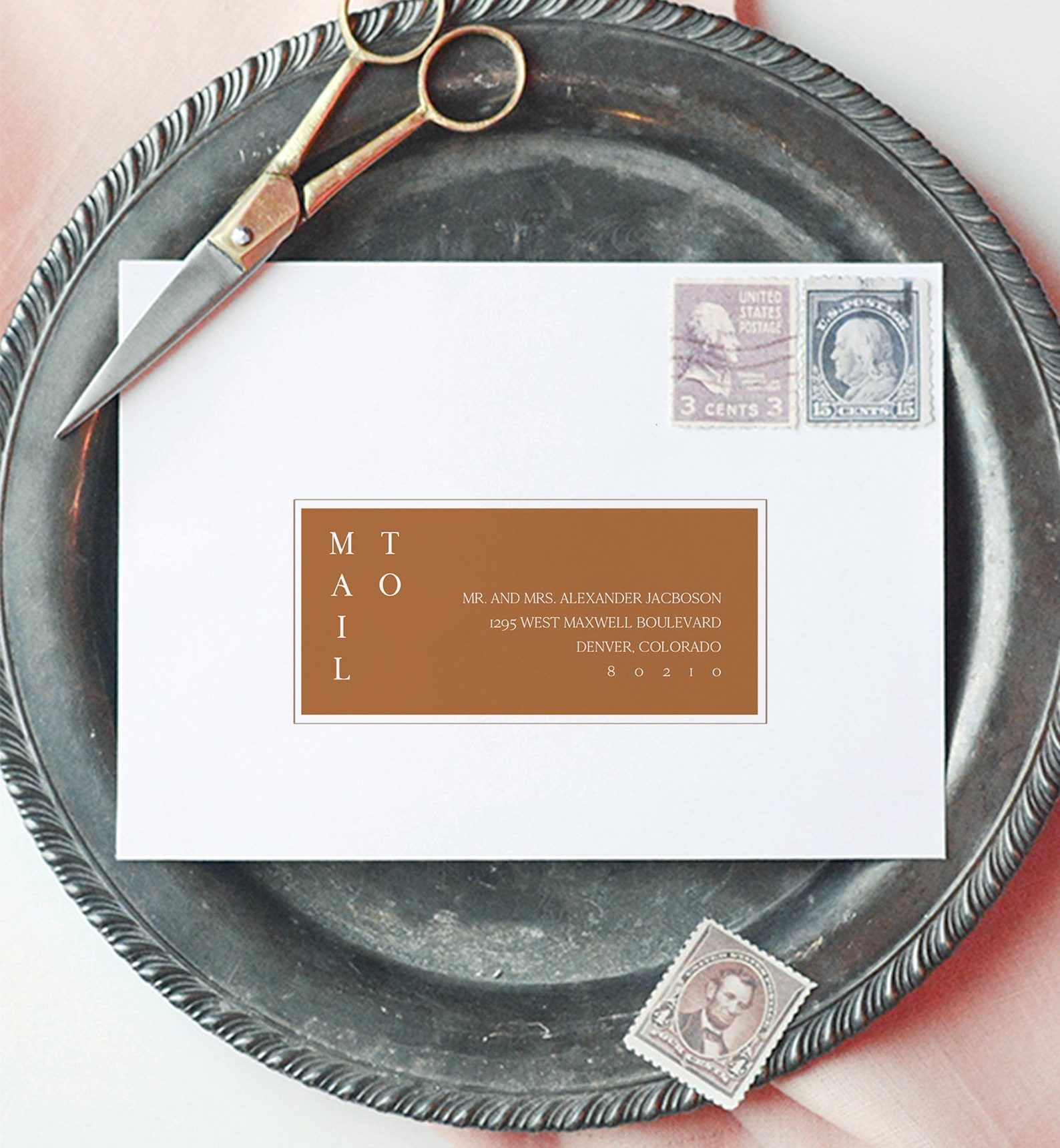 MIA Burnt Orange Wedding Envelope Template, Terracotta Wedding Envelope ...