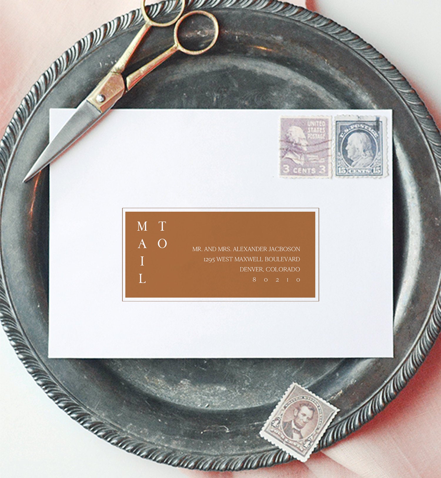 MIA Burnt Orange Wedding Envelope Template, Terracotta Wedding Envelope ...