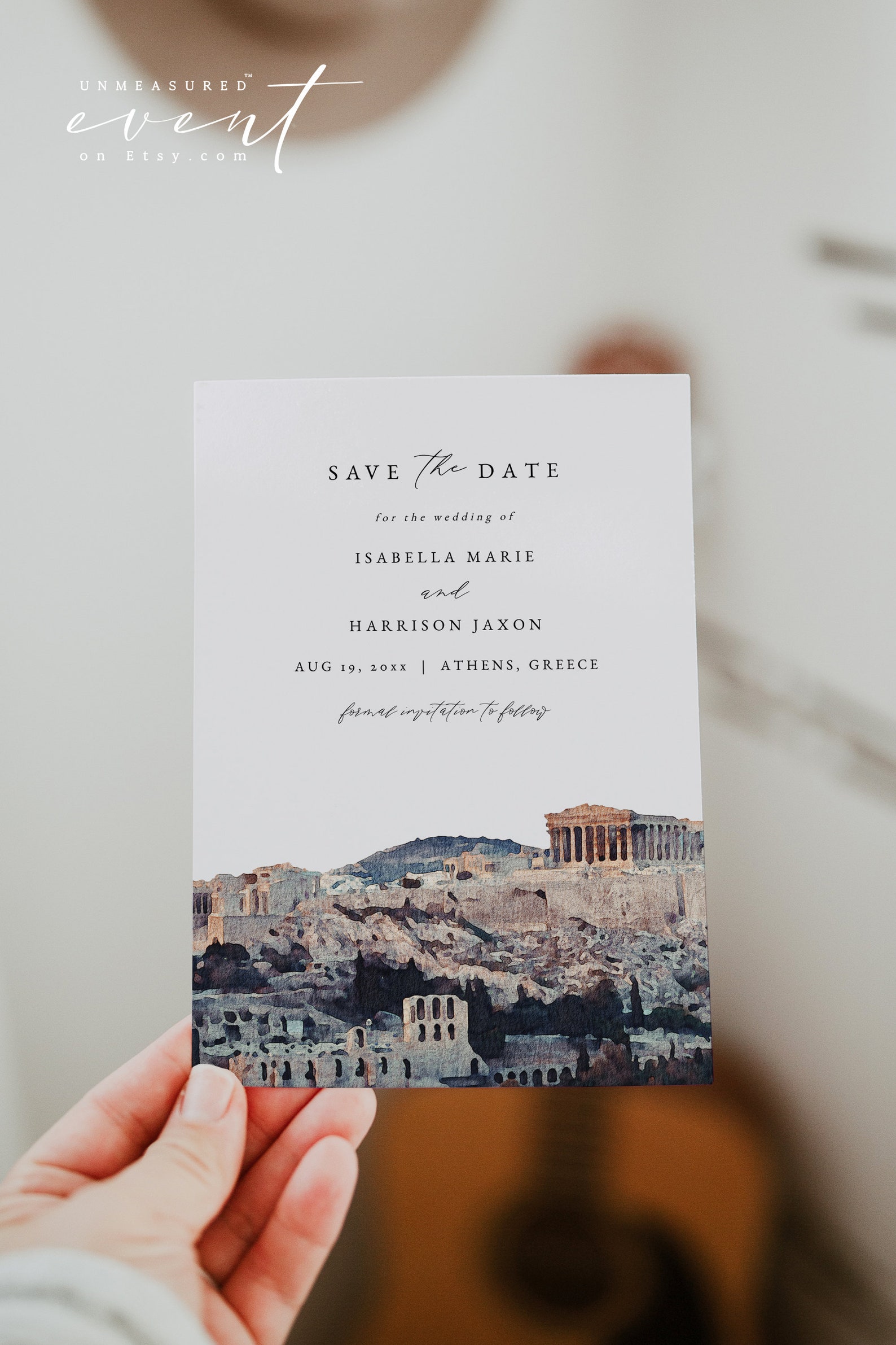 Elena Watercolor Athens Save the Date Template Greece Save - Etsy