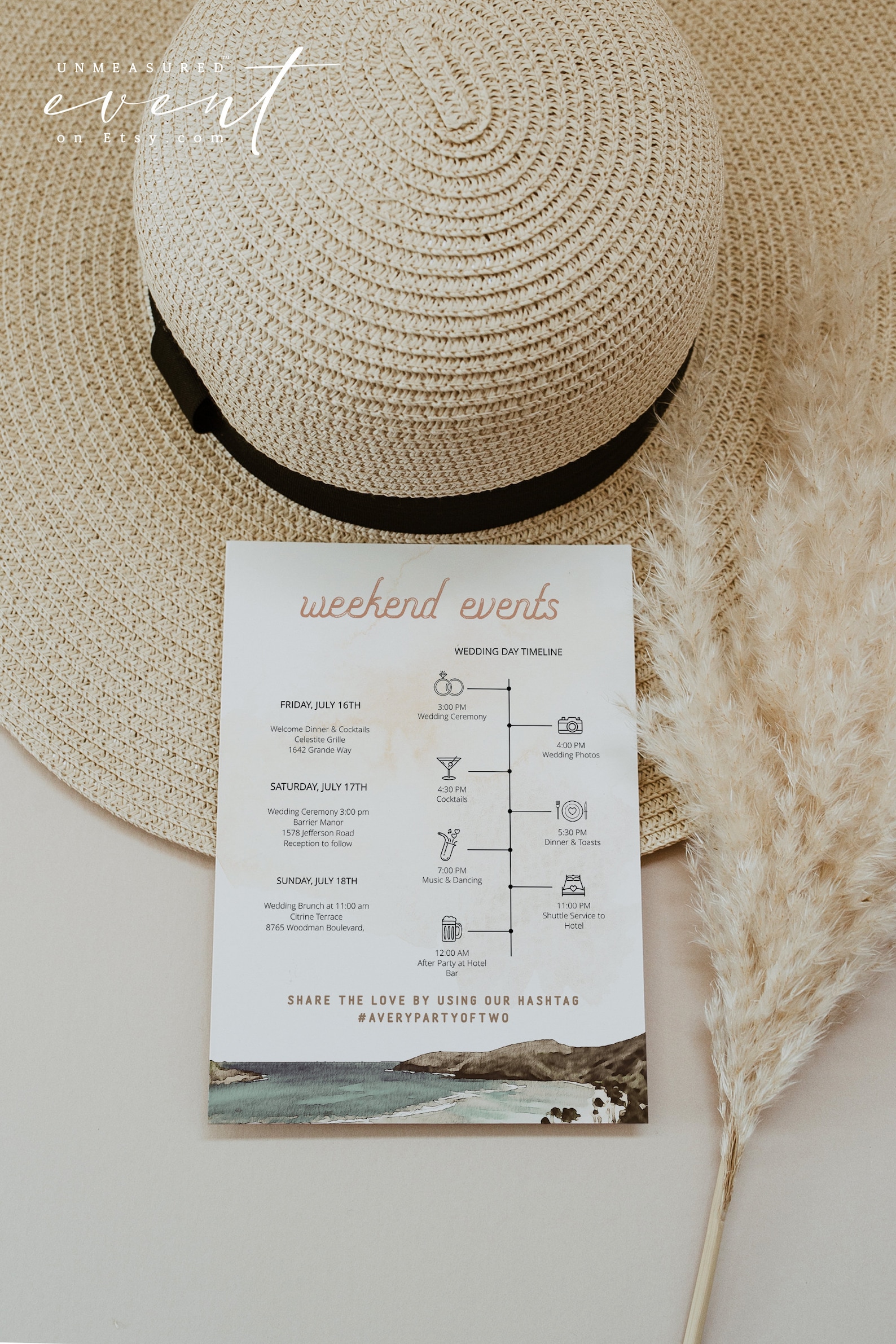 NANI Wedding Welcome Letter Template, Vintage Hawaii Wedding Timeline ...