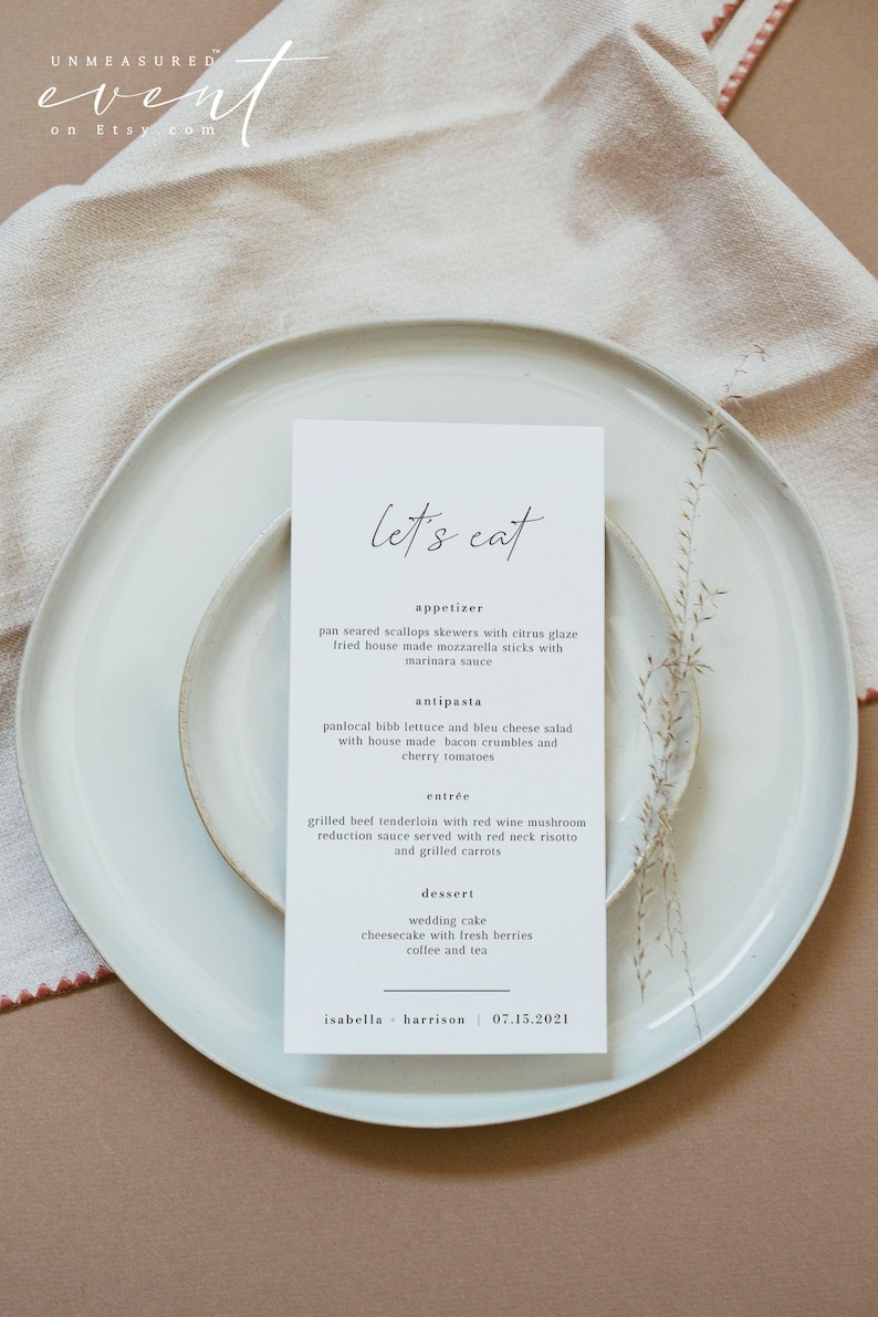 ALINA Wedding Menu Template Printable Wedding Menu Modern - Etsy