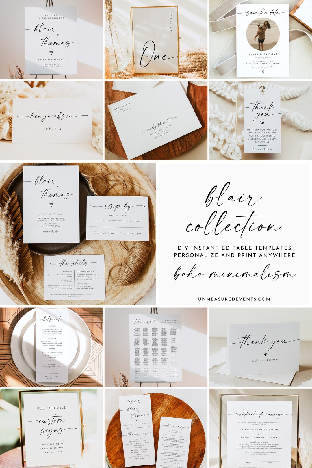 BLAIR Modern Wedding Invitation, Wedding Invitation Bundle, Printable ...