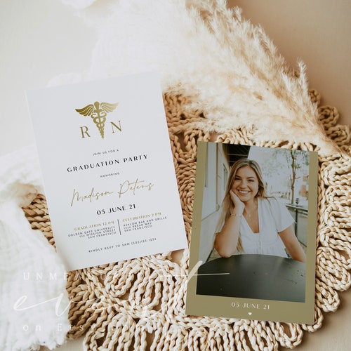 Nurse Graduation Ceremony Invitation Template Boho RN - Etsy