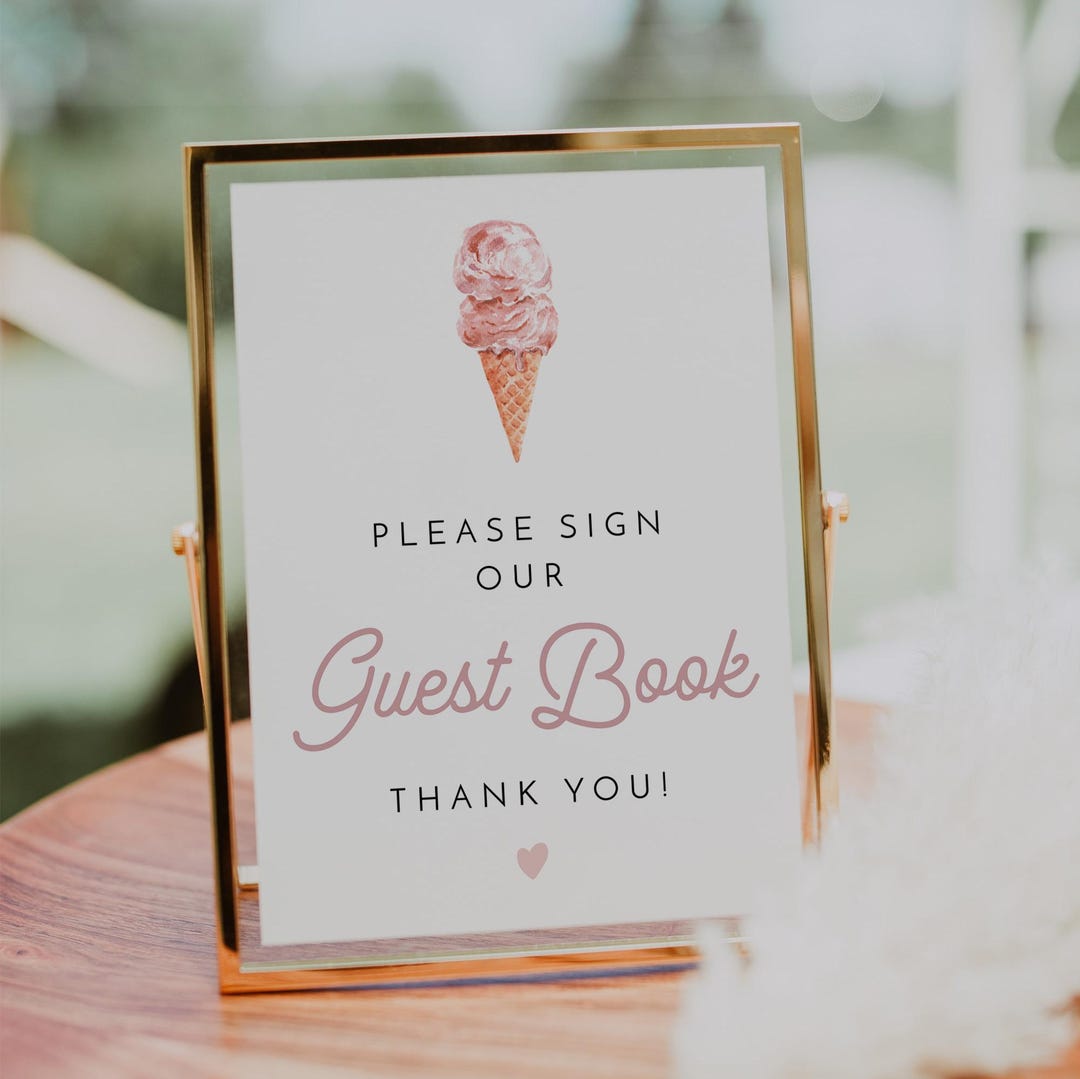 Guest Book Sign Printable, Ice Cream Bridal Shower Guestbook Sign, Ice ...
