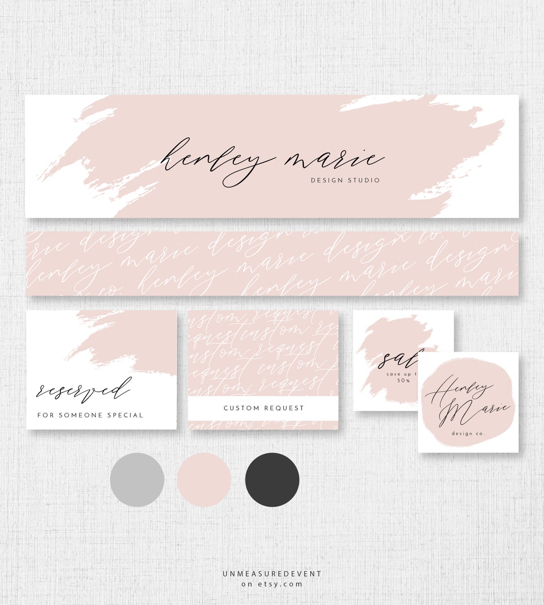 GRETCHEN Blush Etsy Banner Set, Watercolor Etsy Branding Templates ...