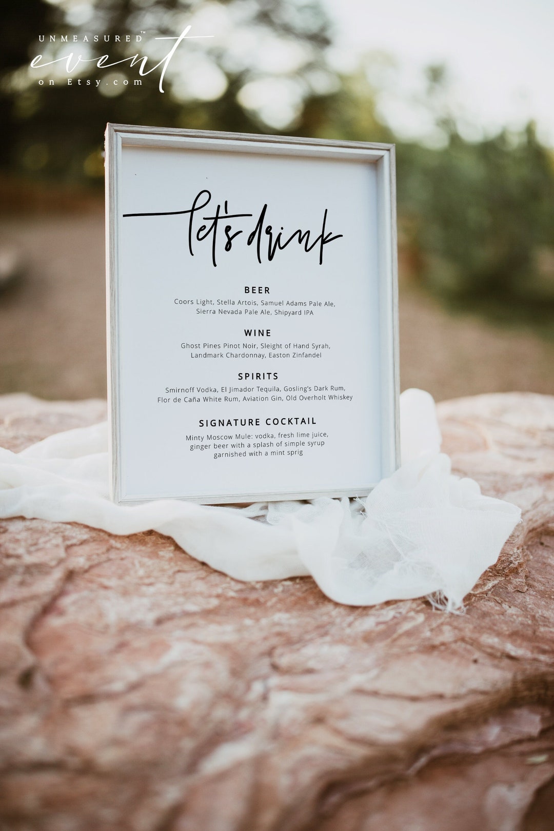 MARLO Modern Wedding Bar Menu Template, 8x10" Minimalist Bar Menu ...