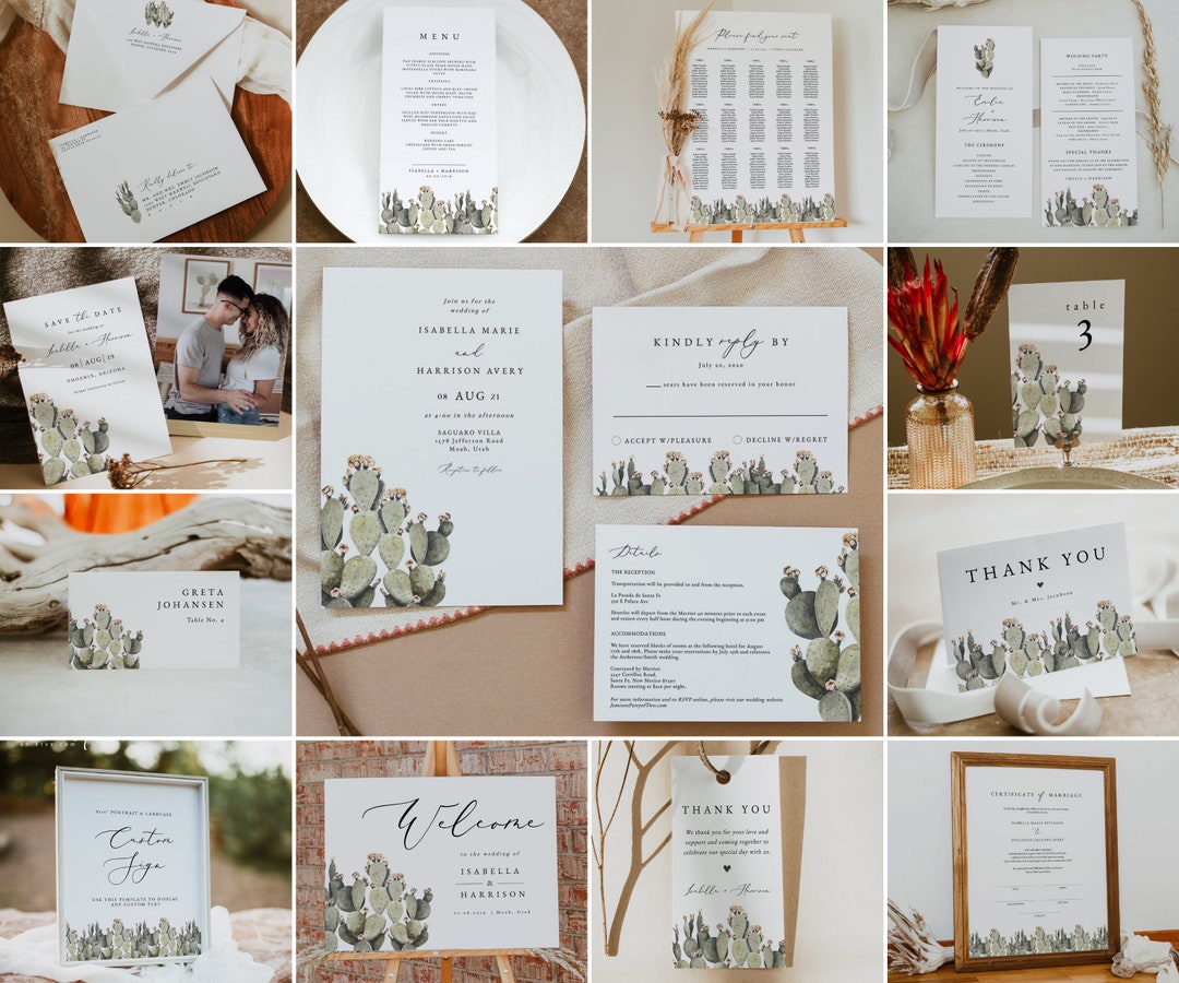 NORAH Wedding Bundle, Large Wedding Printable Kit, Cactus Wedding ...