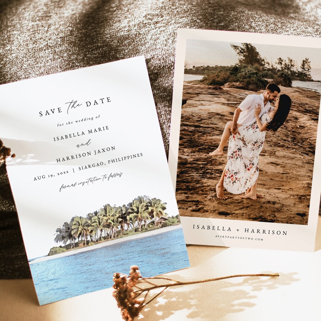 SIARGAO Save the Date Template, Philippines Save the Date Postcard ...