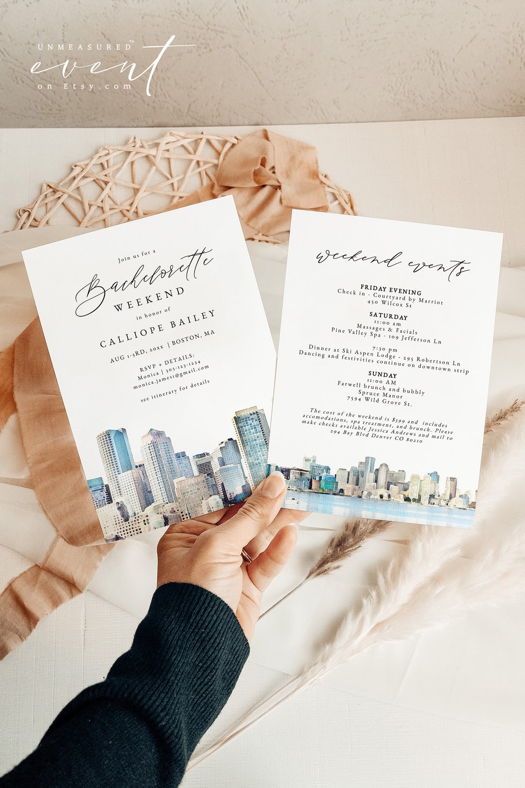 BOSTON Bachelorette Invitation Template, Boston Itinerary Template ...