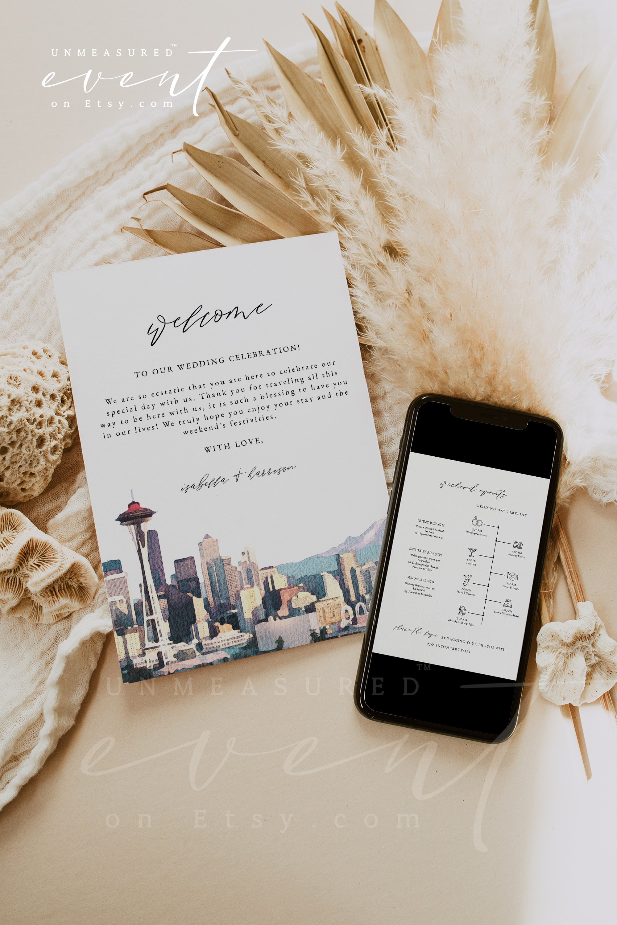 SEATTLE Wedding Welcome Letter Template, Seattle Skyline Wedding ...