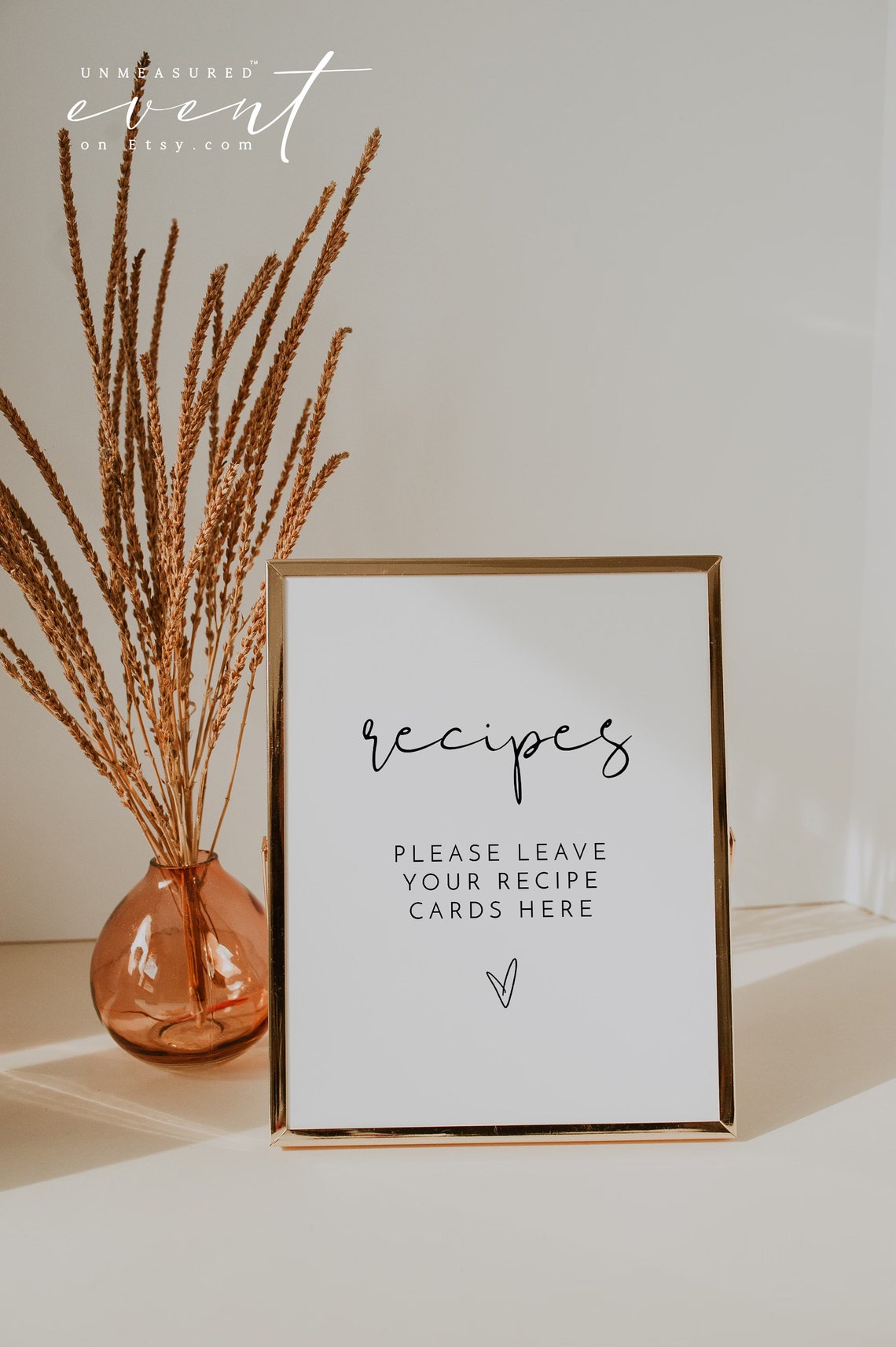 ADELLA Recipe Card Sign, Printable Bring a Recipe Card Sign, Modern ...