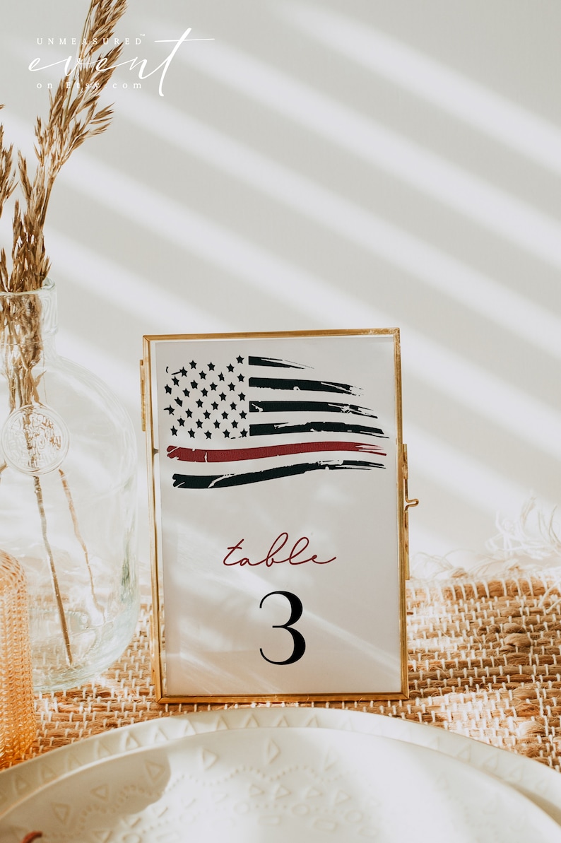 FIRE FIGHTER Printable Party Table Number Template Thin Red - Etsy