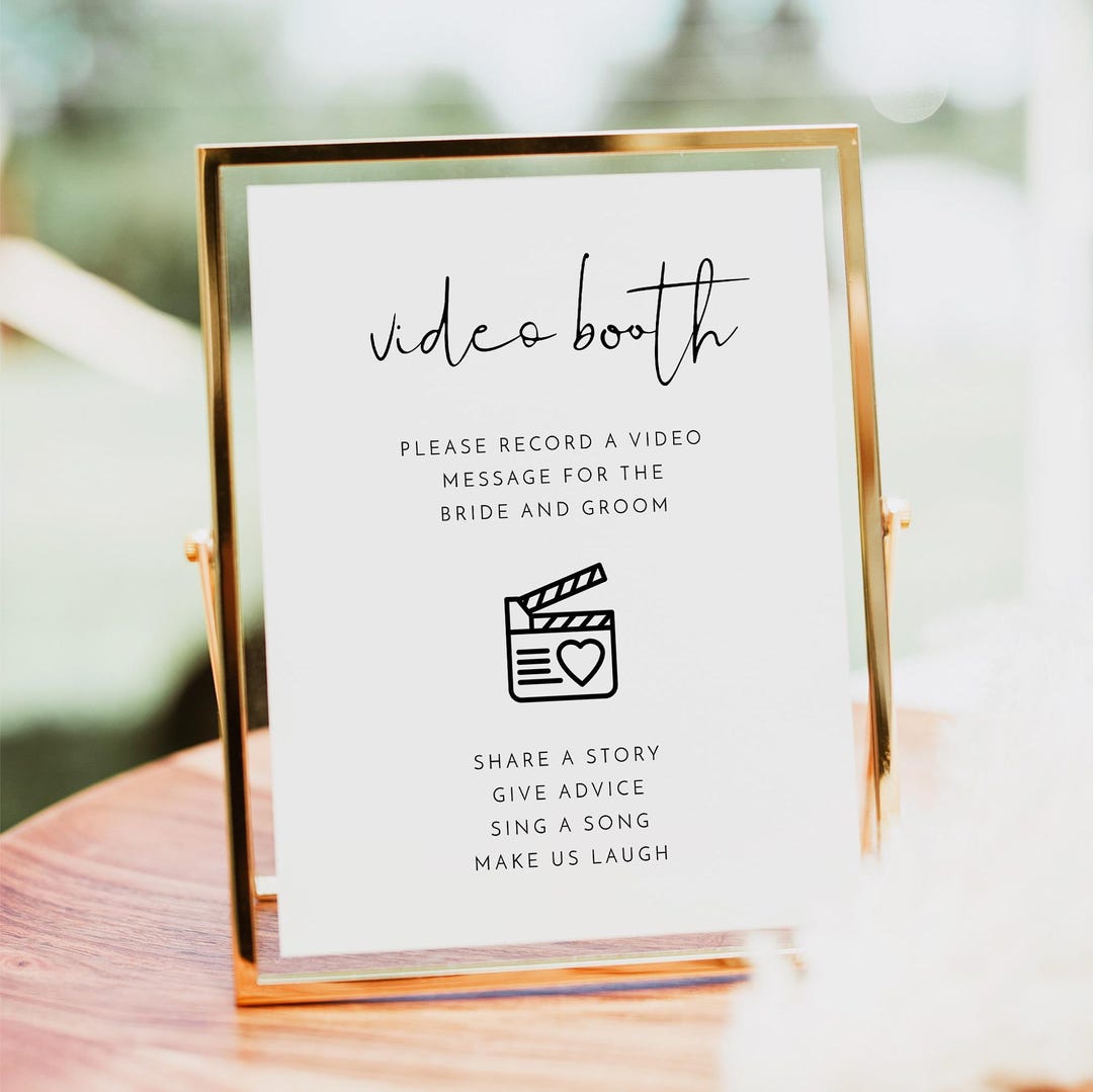 Video Booth Sign Printable, Leave a Video, Wedding Video Booth Sign ...