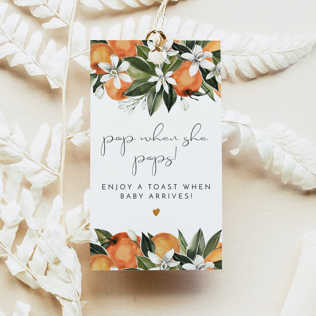 Pop It When She Pops Tag Template, Little Cutie Baby Shower Favor Tag ...