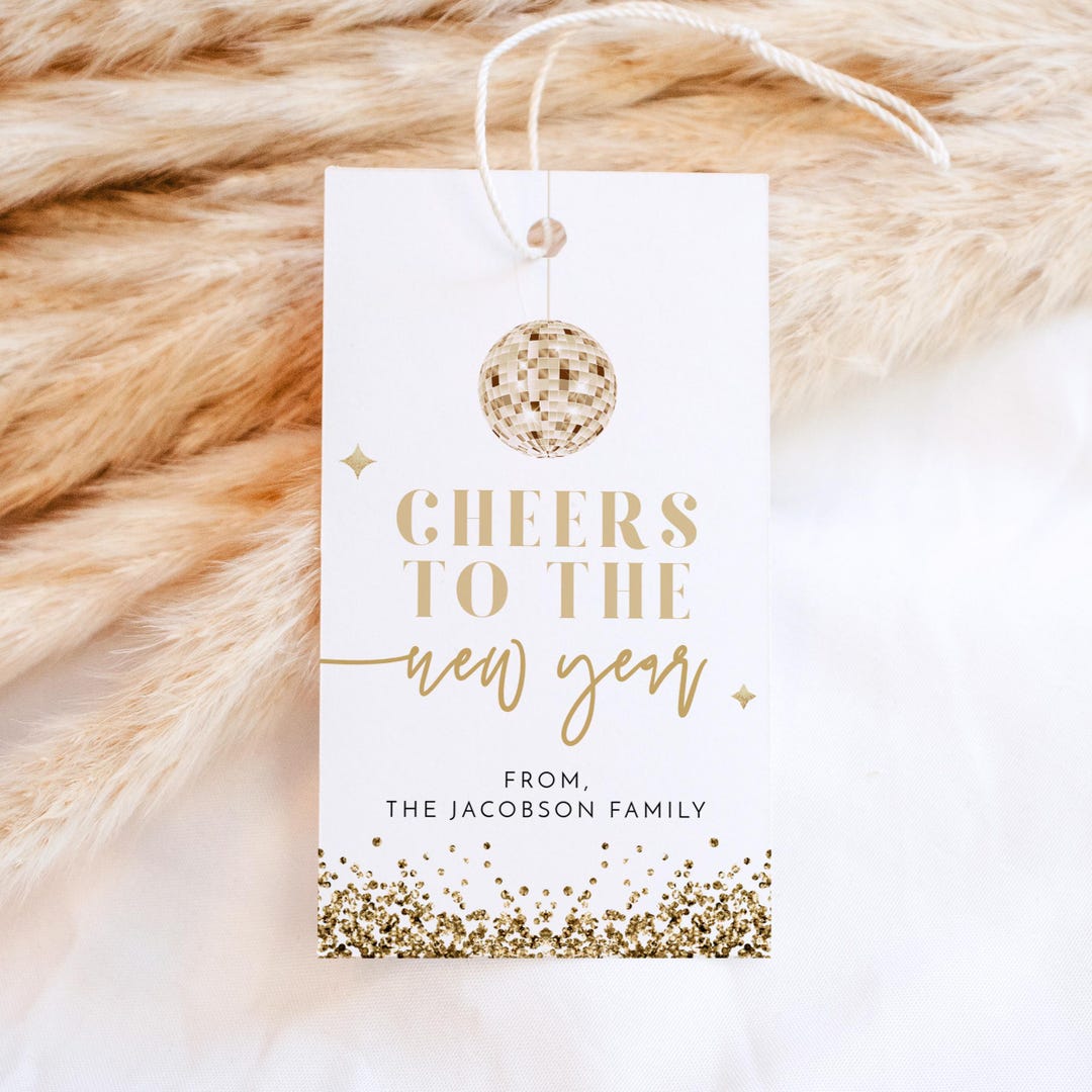 REGINA New Year's Gift Tag Template, Cheers to the New Year Tag ...