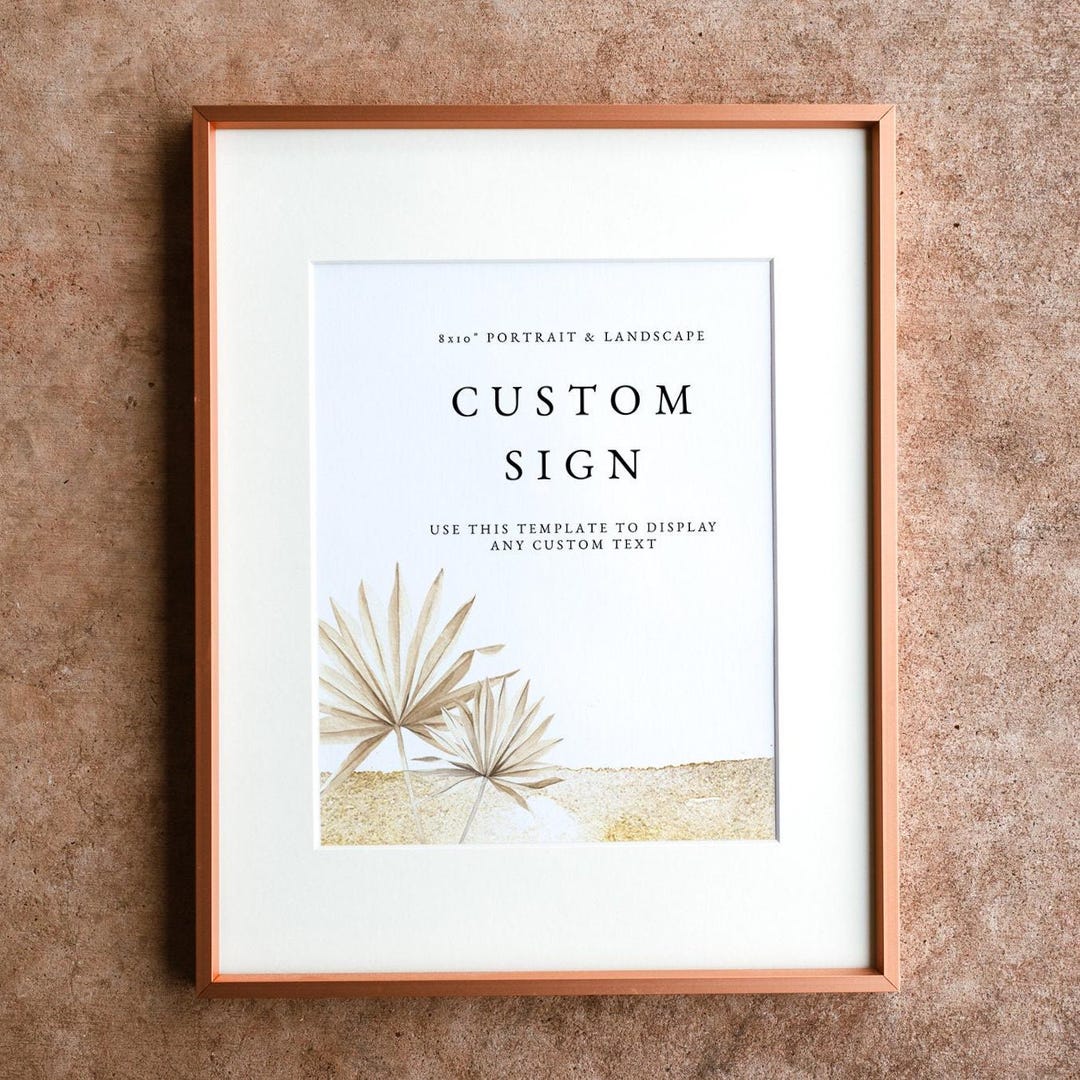 Custom 8x10" Sign Template, Palm Leaf Wedding Signage Printable ...