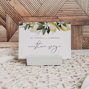 Custom 5x7" Signs Template, Watercolor Lemon Editable Sign Printable ...