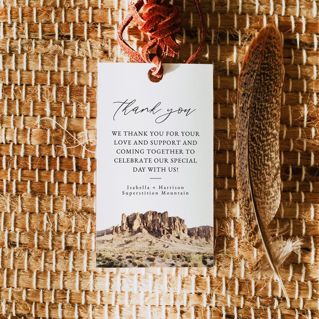 SUPERSTITION MOUNTAIN Favor Tag Template, Thank You Tags, Printable ...