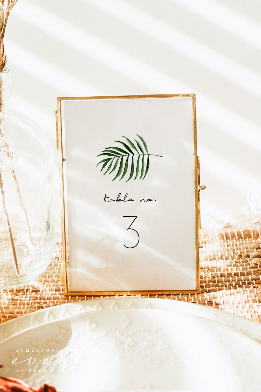 CATE Wedding Table Number Template, Tropical Table Numbers, Palm Leaf ...