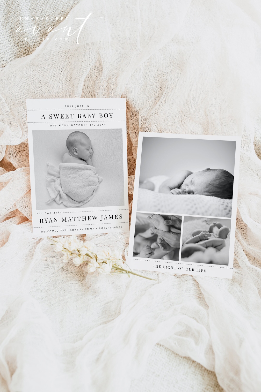 NEWSPAPER Birth Announcement Template, Baby Boy Birth Announcement ...