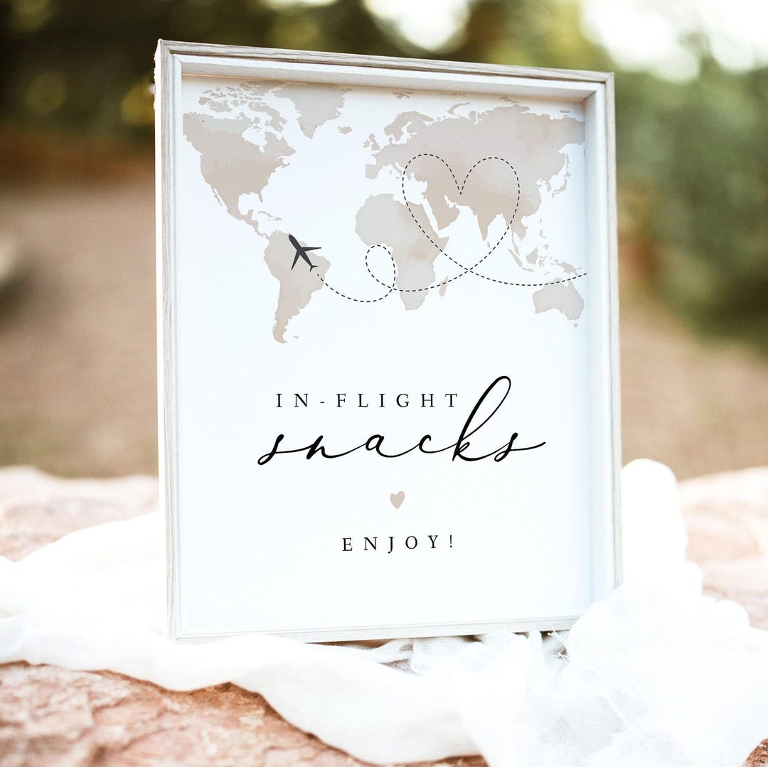 In-flight Snacks Sign Printable, Airplane Baby Shower Food Table Sign ...