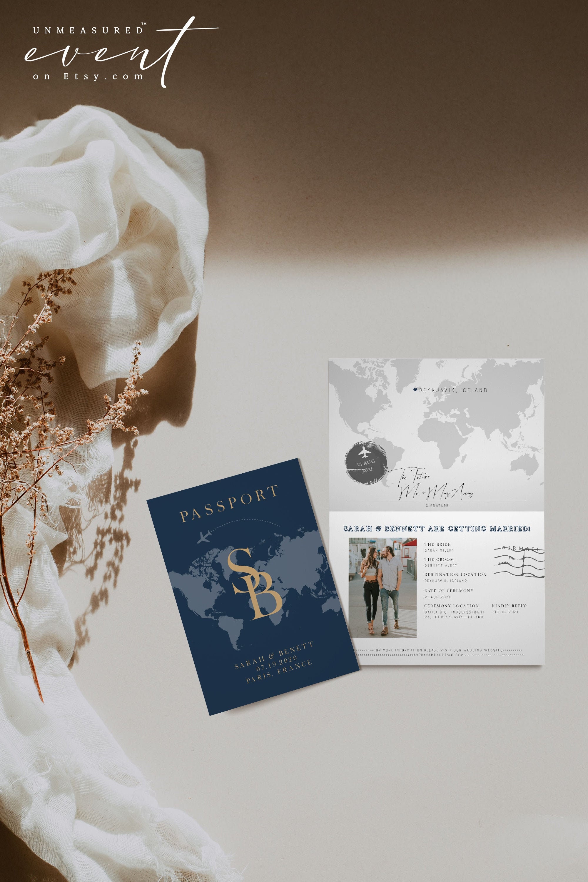 Paper Travel Themed Wedding Invitation Instant Download Passport ...