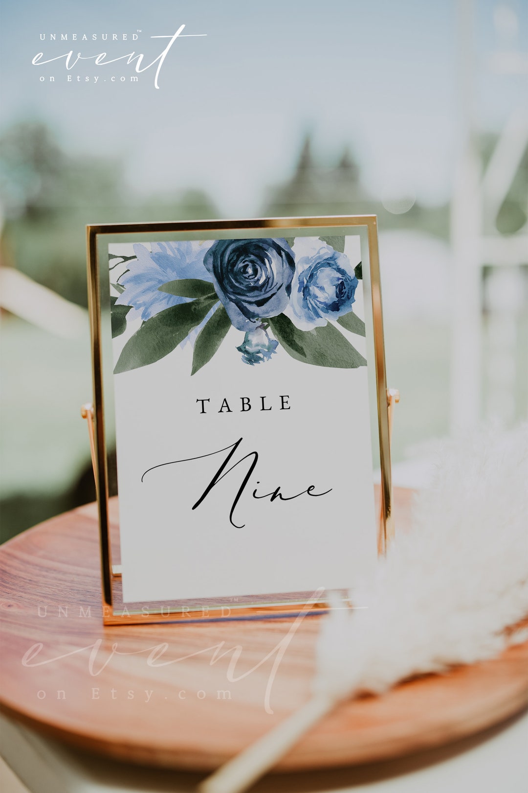 MILENA Table Number Template, Dusty Blue Table Numbers Printable, Slate ...