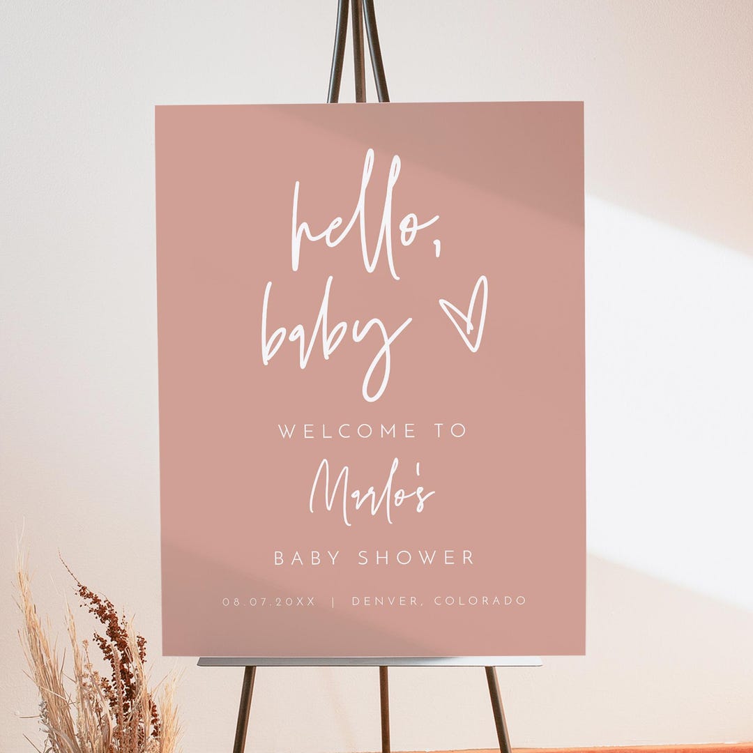 MARLO PRINTED + SHIPPED Boho Baby Shower Welcome Sign Template, Blush ...