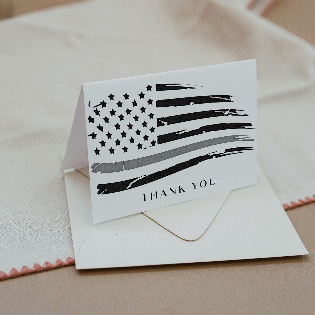 THIN GRAY LINE Flat Thank You Card Template, Watercolor Thin Grey Line ...