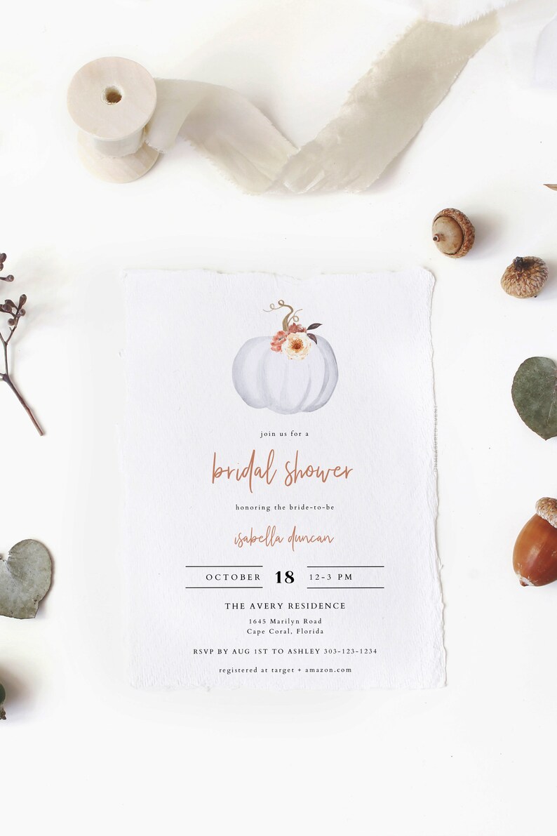 AMBER Pumpkin Bridal Shower Invitation Template Fall Bridal | Etsy