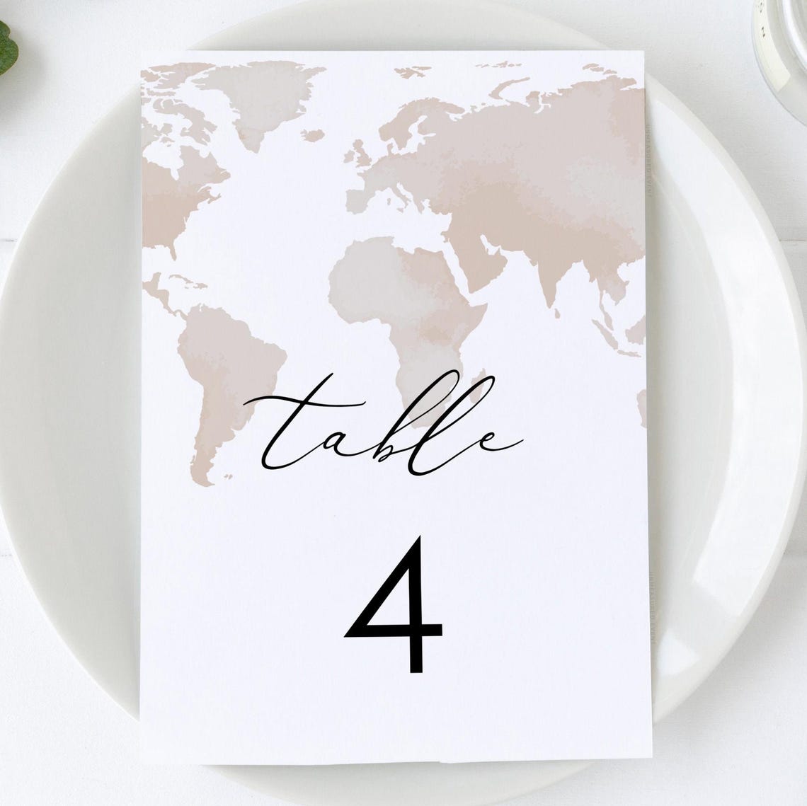 Watercolor Map Table Number Template, Destination Wedding Table Numbers ...