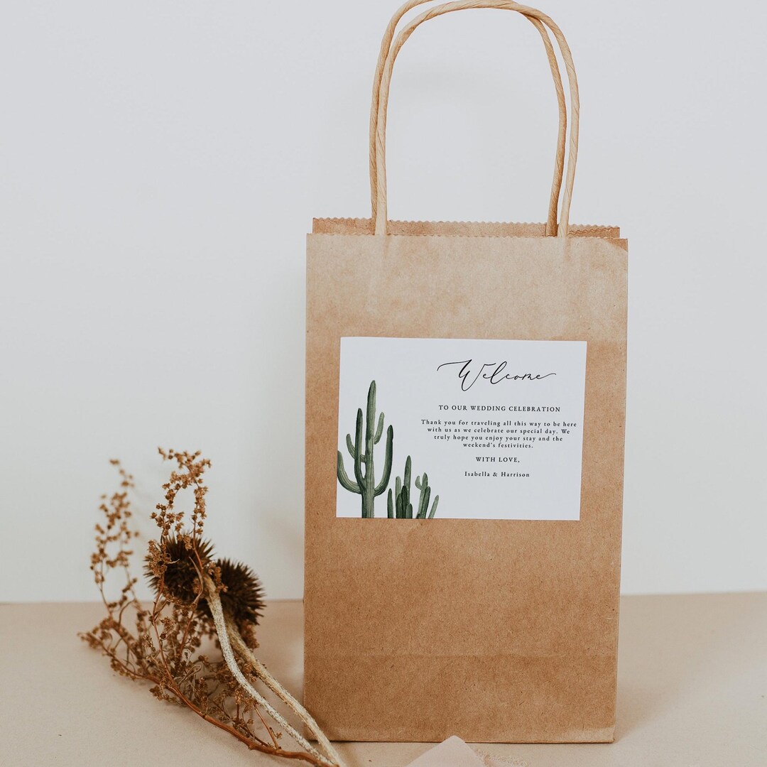 Cactus Welcome Bag Label Template, Welcome Bag Stickers, Wedding ...