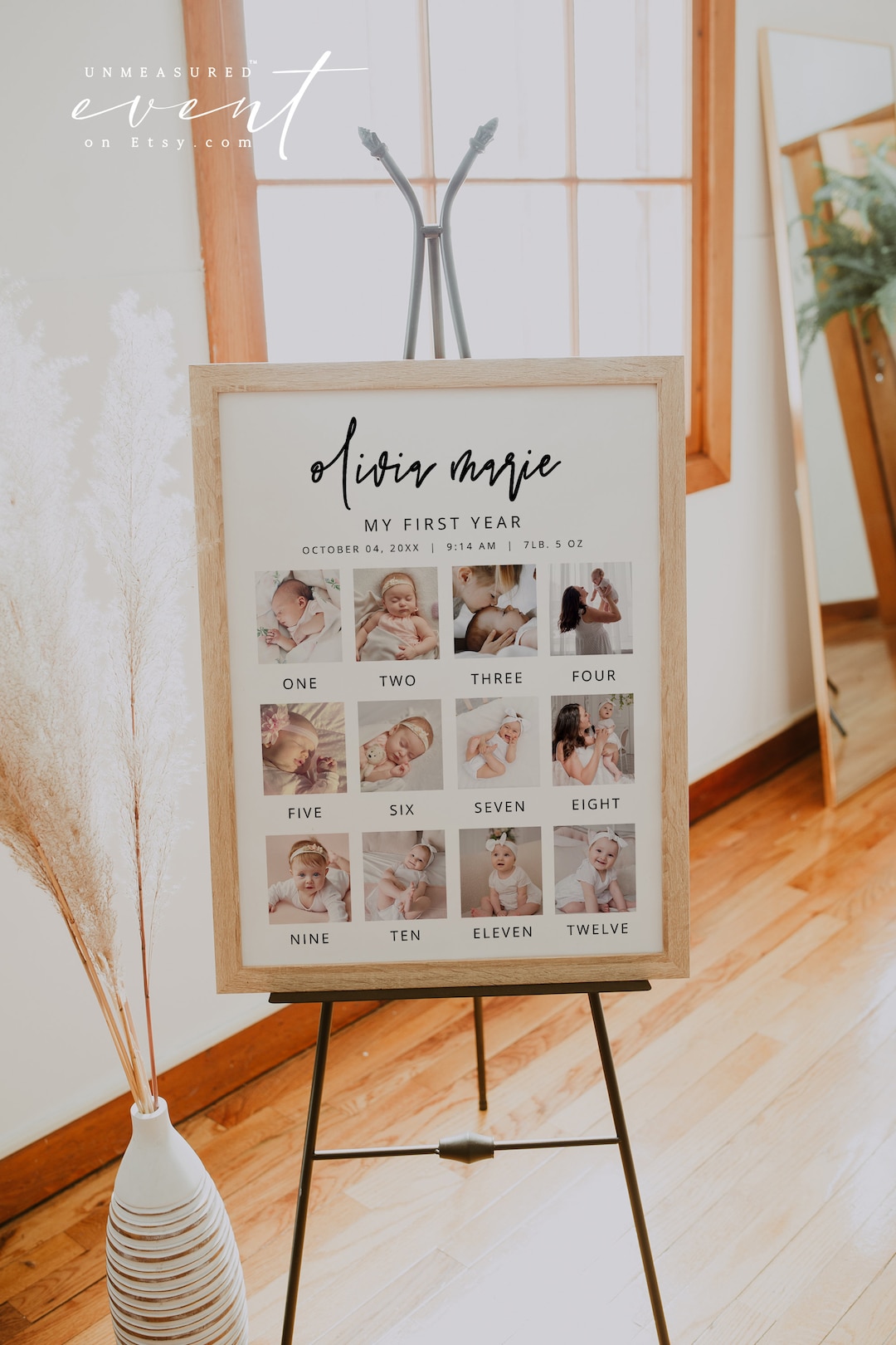 MARLO First Birthday Photo Sign Template, 1st Birthday Photo Poster ...