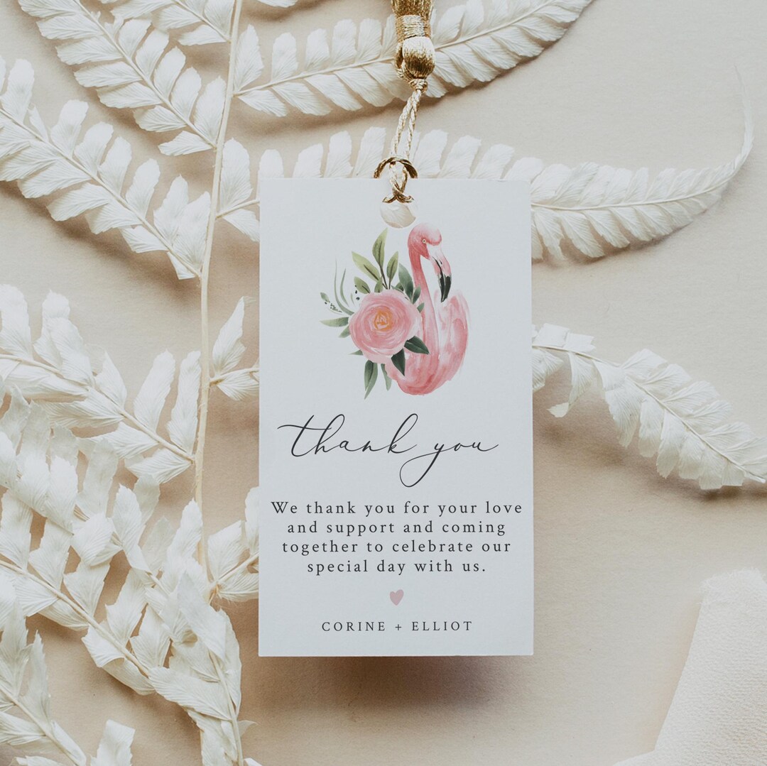 Flamingo Favor Tag Template, Printable Luau Favor Tag Instant Download ...
