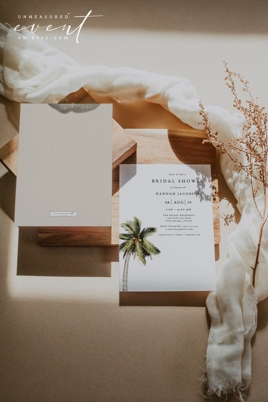 MONA Bridal Shower Invitation Printable, Tropical Bridal Shower Invite ...