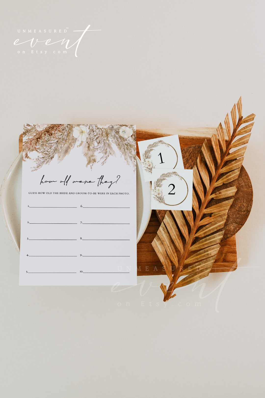 CIERA How Old Were They Bridal Shower Game Template, Pampas Grass ...