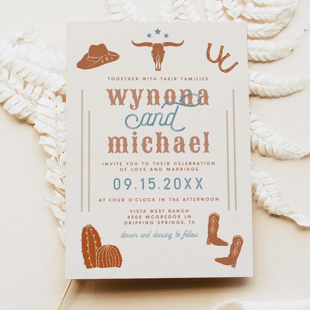 Western Wedding Invitation Template, Ranch Wedding Invitation ...