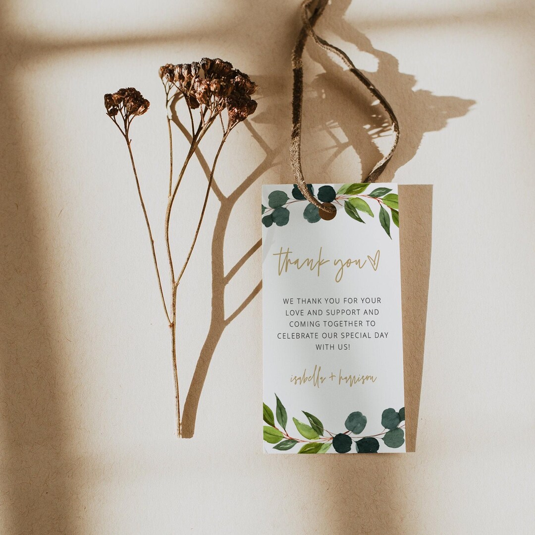 Greenery Favor Tag Template, Greenery Wedding Favor Tag, Greenery and ...