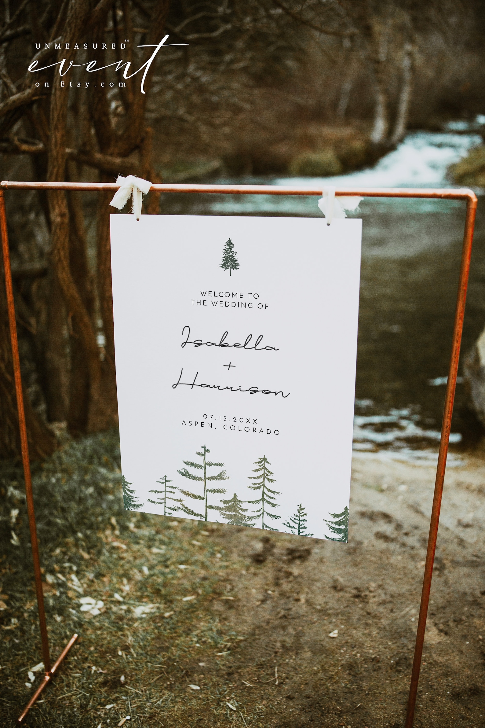 TIMBER Wedding Welcome Sign Template Rustic Mountain Wedding | Etsy