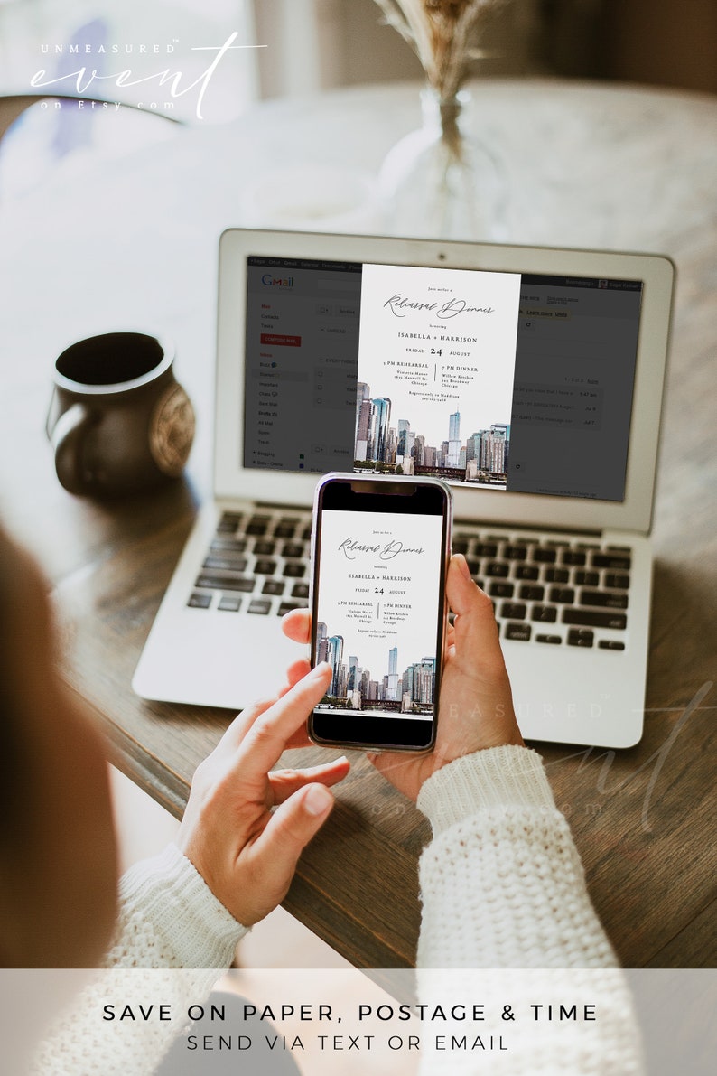 CHICAGO Rehearsal Dinner Invitation Template Watercolor | Etsy